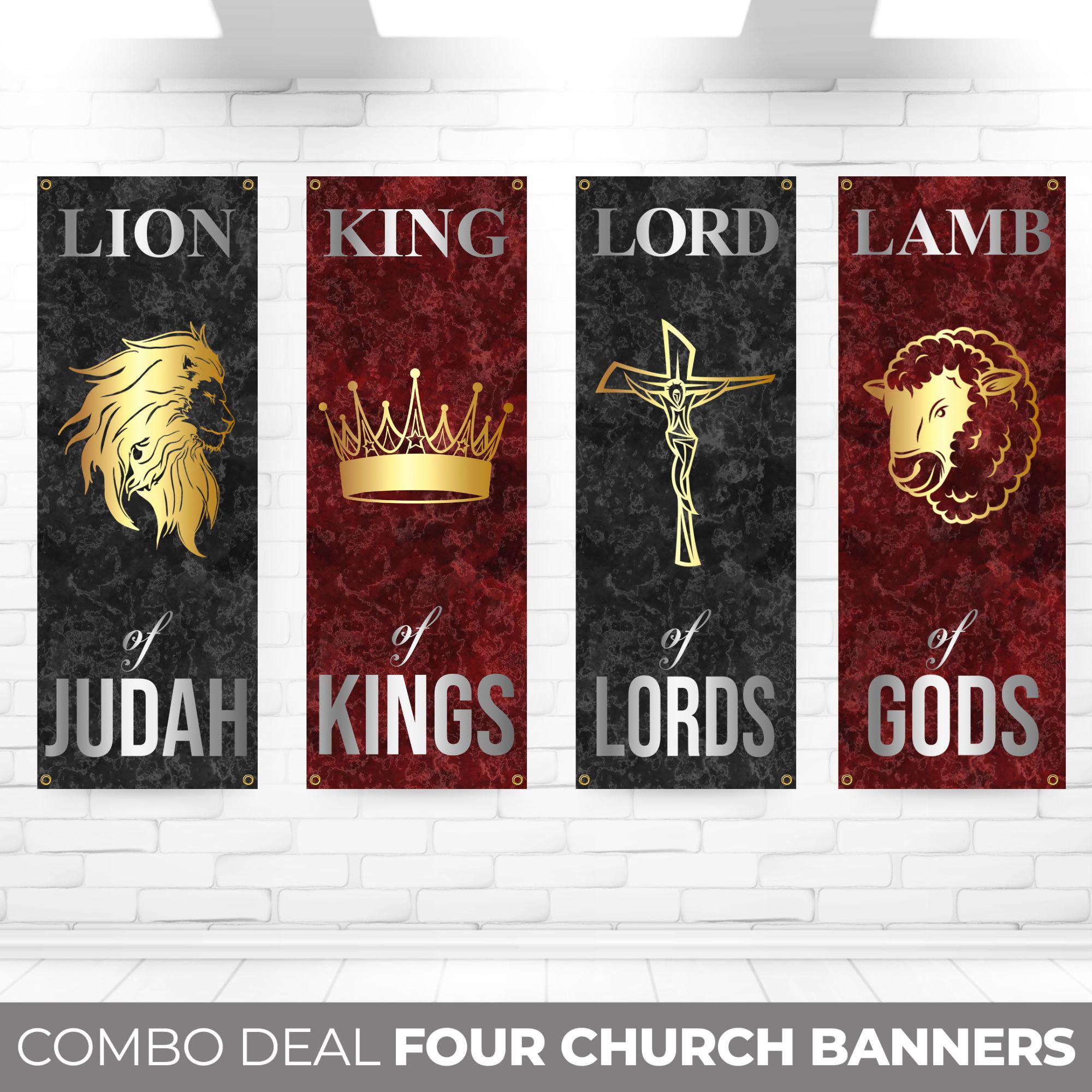 Set of 4 Church Banners, Sanctuary Banners, Mission Worship, Church ...