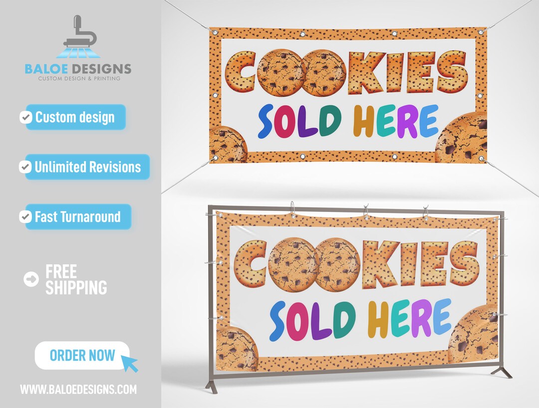 Girl Scouts Cookies Banner, Cookies Sold Here Sign, Cookie Sale Vinyl ...
