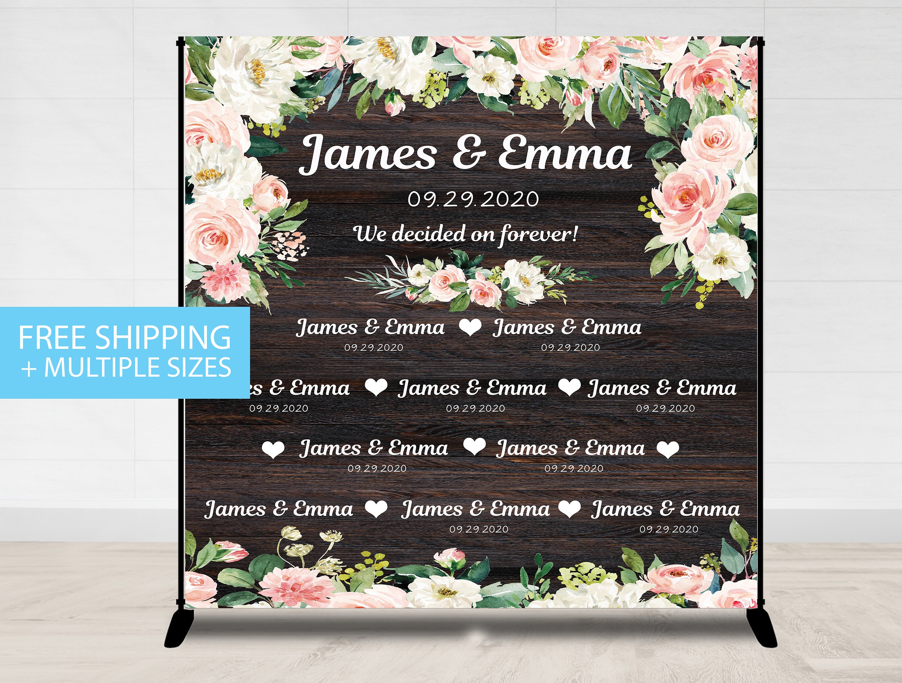Step and Repeat Wedding Photo Backdrop Rustic Flowers Floral - Etsy