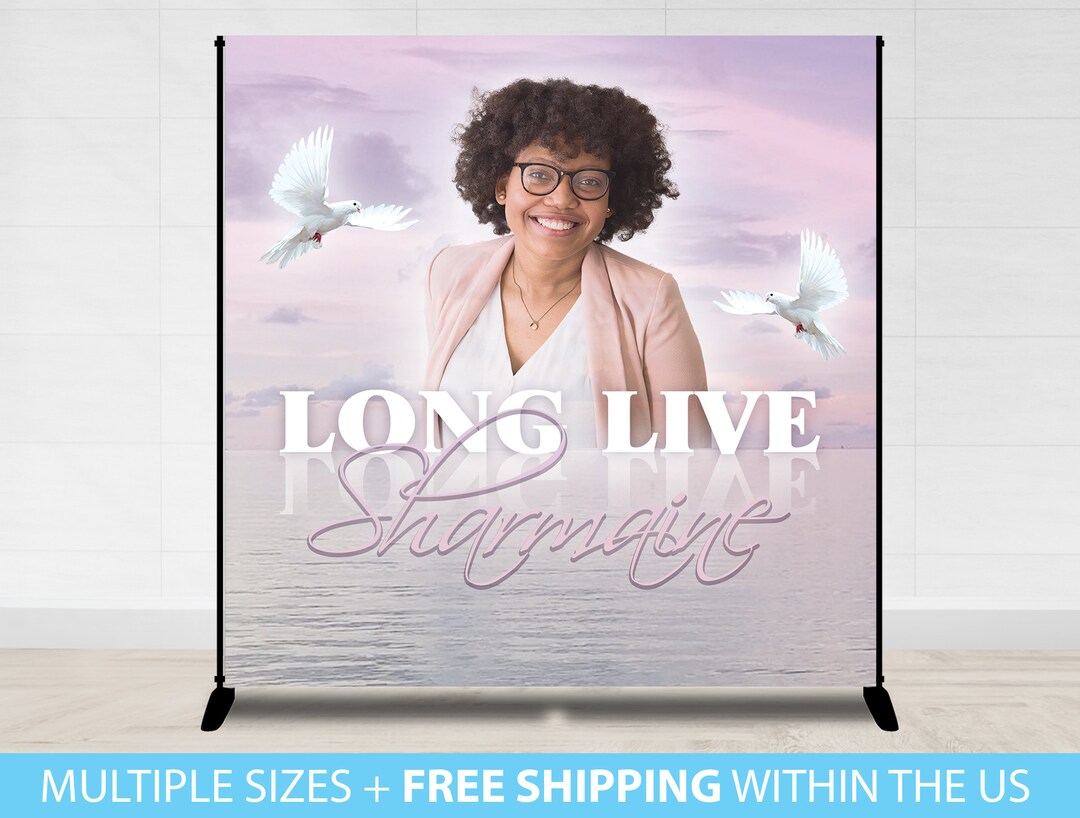 Memorial Backdrop, Long Live Banner Heavenly Birthday Backdrop Banner ...