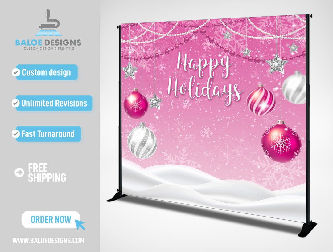 Custom Christmas Party Backdrop, Winter Birthday Party Backdrop, Step ...