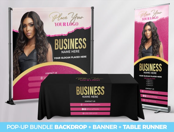 POP UP BUNDLE Custom Retractable Banner Backdrop Table - Etsy