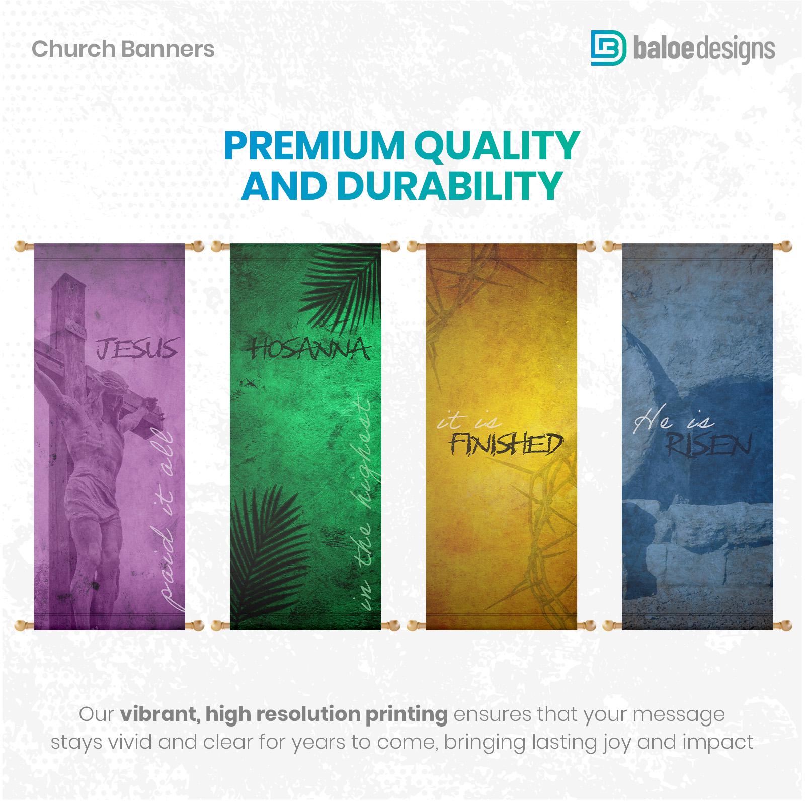 Set of 4 Church Banners, Church Banner Set, Sanctuary Banners, Mission ...