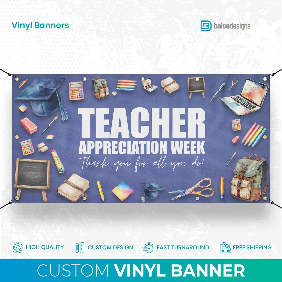 Teacher Appreciation Week Vinyl Banner, Thank You Teachers Banner ...