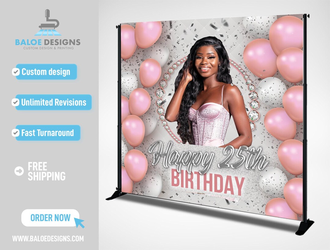 Custom Photo Birthday Backdrop, Birthday Party Decor, Personalized ...