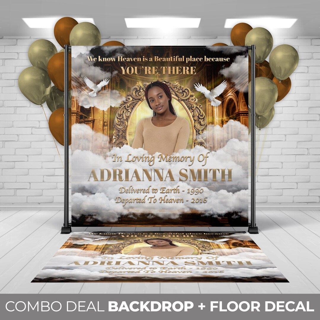 Backdrop Floor Decal, Memorial in Loving Memory Banner, Repass Backdrop ...