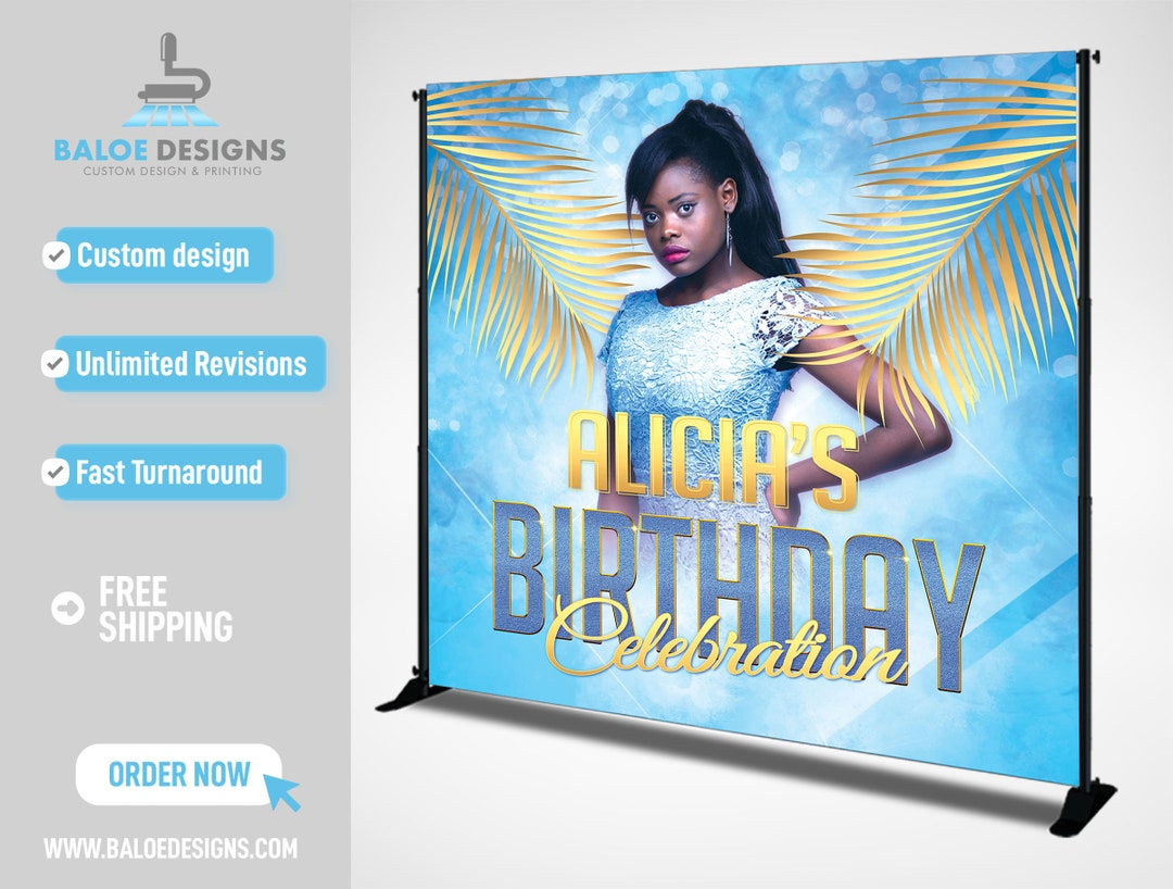 Custom Photo Birthday Backdrop, Man Custom Birthday Party Backdrop ...