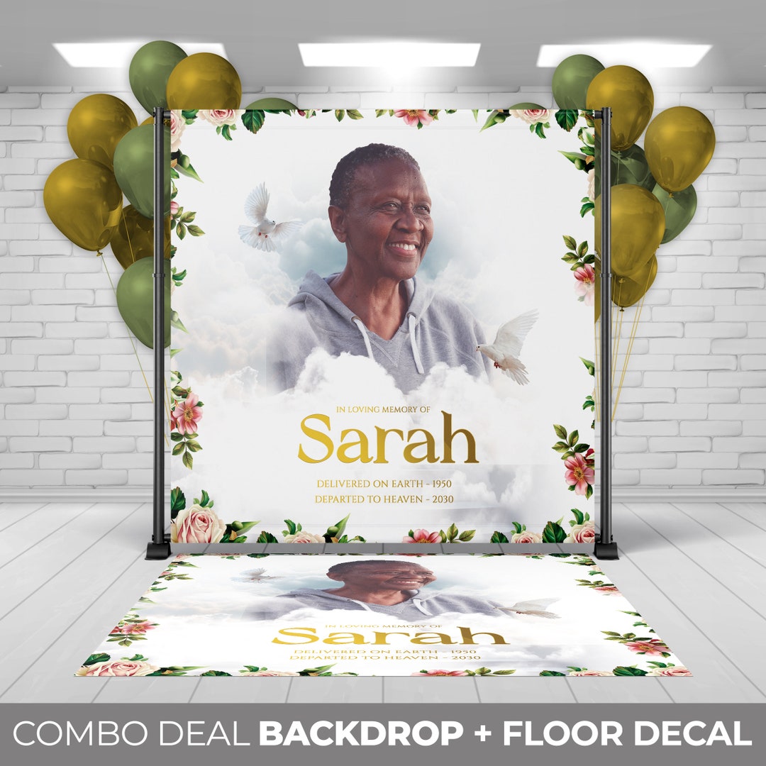 Backdrop Floor Decal, Memorial in Loving Memory Banner, Repass Backdrop ...