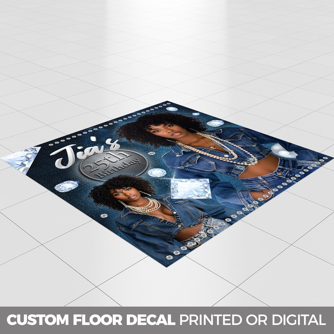 Denim and Diamonds Floor Decal, Custom Denim Pearls Diamonds Adhesive ...
