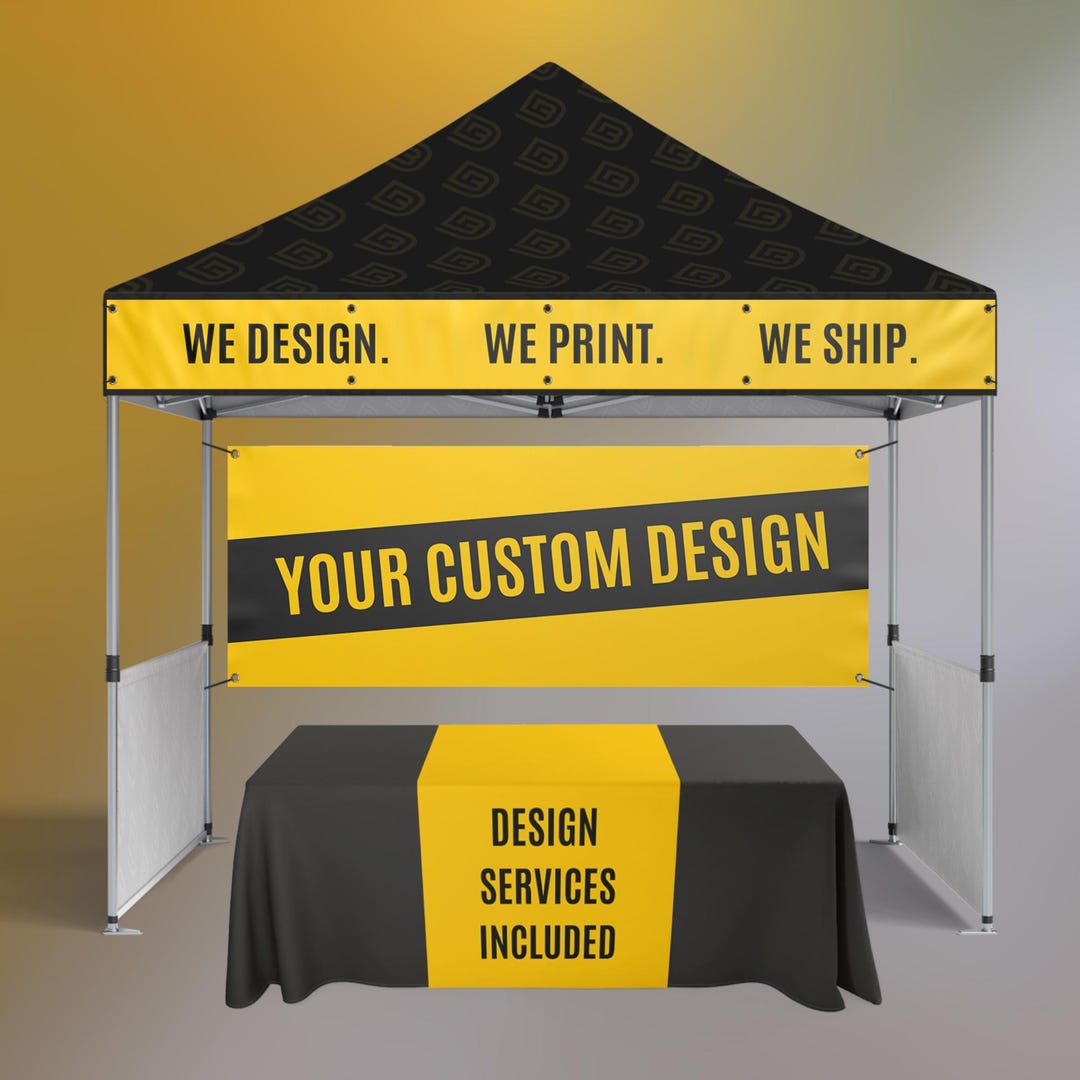 Custom Tent Banners, Vendor Canopy Tent Banners & Table Runner Set ...