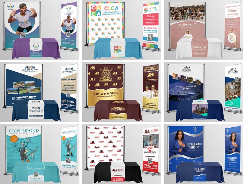 POP UP BUNDLE Custom Retractable Banner Backdrop Table - Etsy
