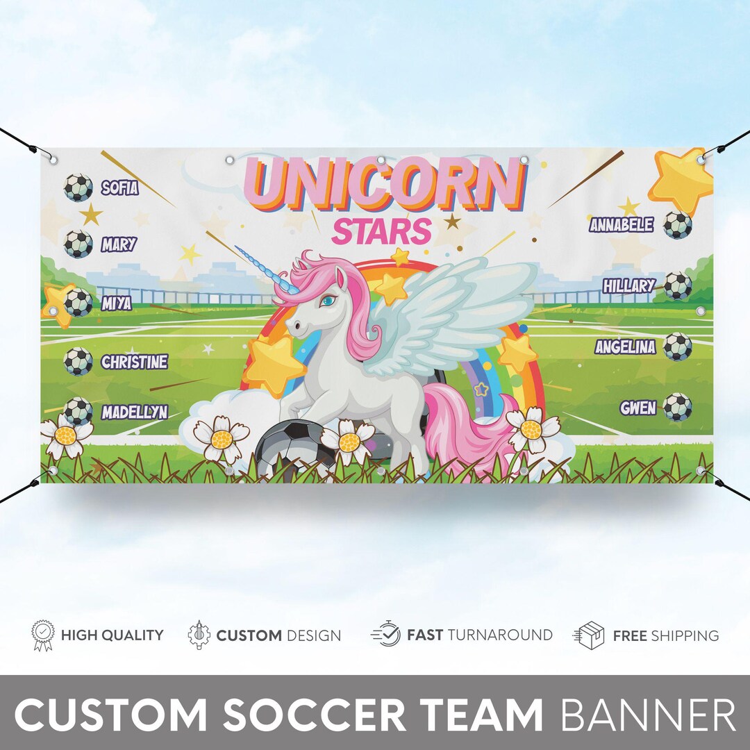 Soccer Team Custom Banner, Girl Team Name or Sport, Custom Soccer ...