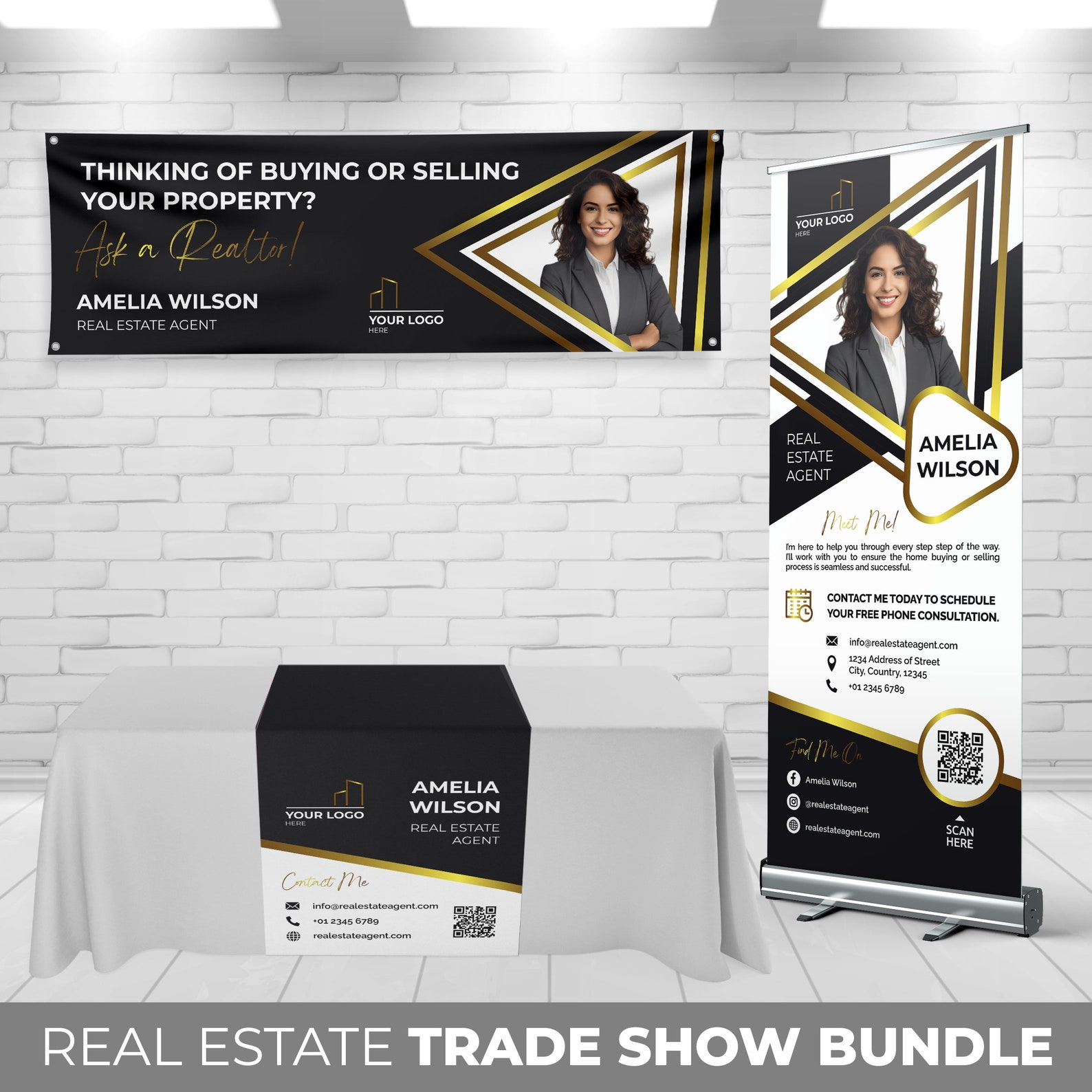 Trade Show Package, Real Estate Marketing Bundle, Custom Retractable ...