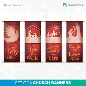 Set of 4 Church Banners, Church Banner Set, Sanctuary Banners, Mission ...