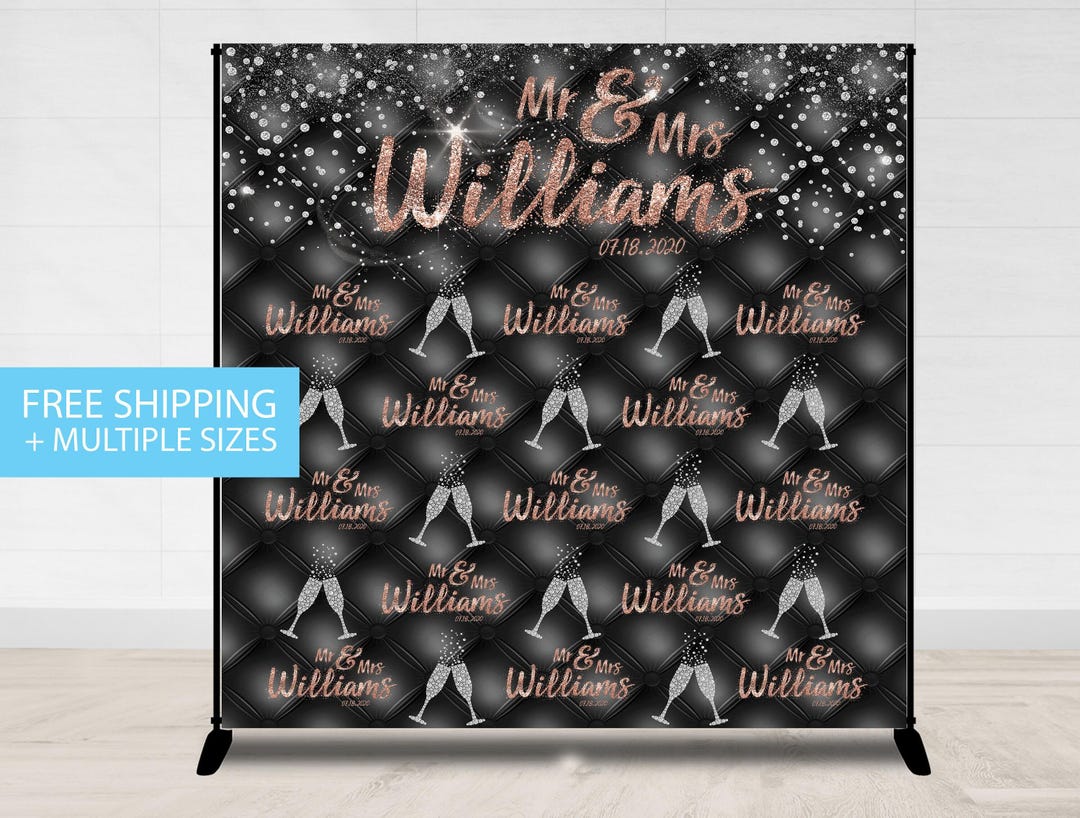 Step and Repeat Backdrop, Wedding Silver Rose Gold, Rose Gold Wedding ...