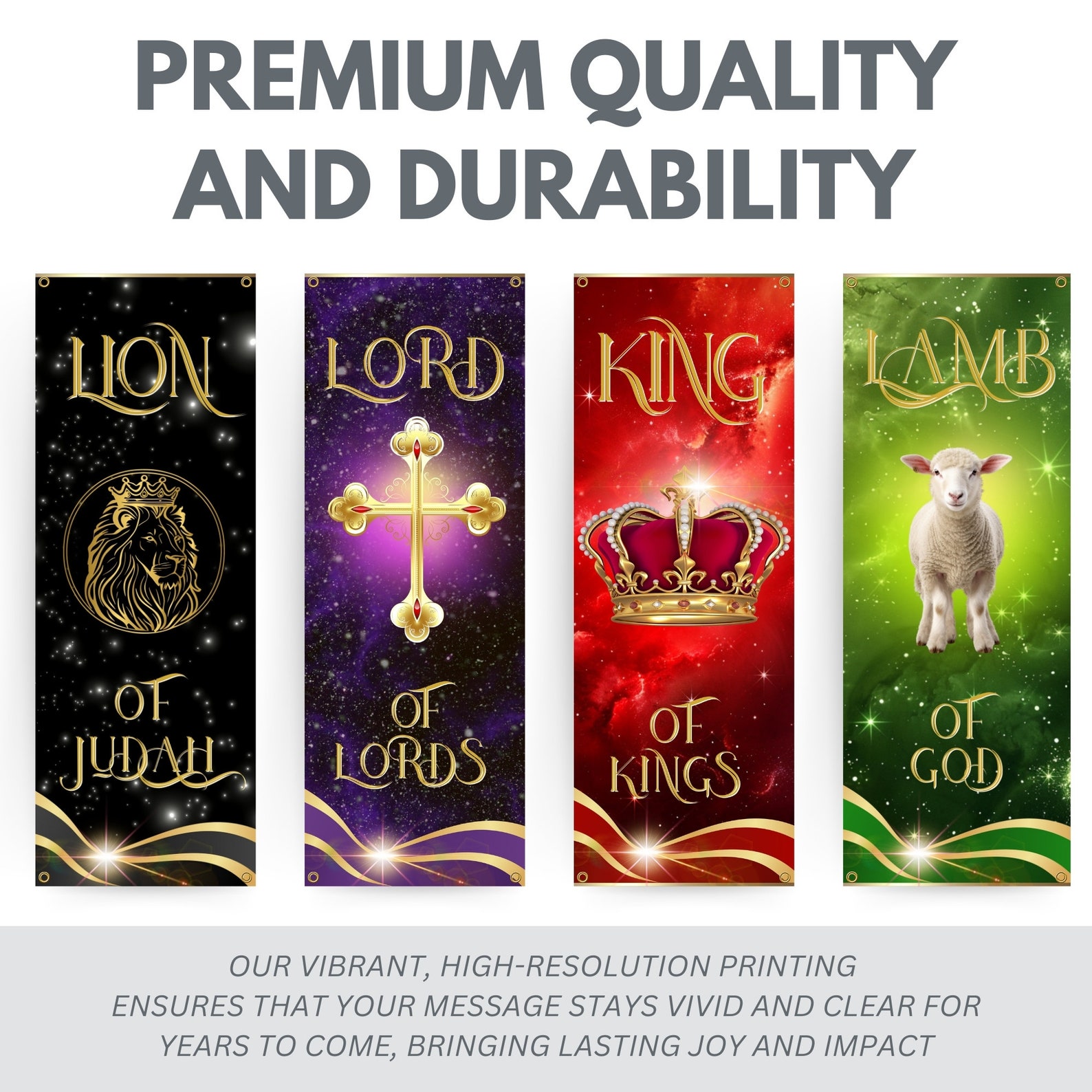 Set of 4 Church Banners, Sanctuary Banners, Mission Worship, Church ...