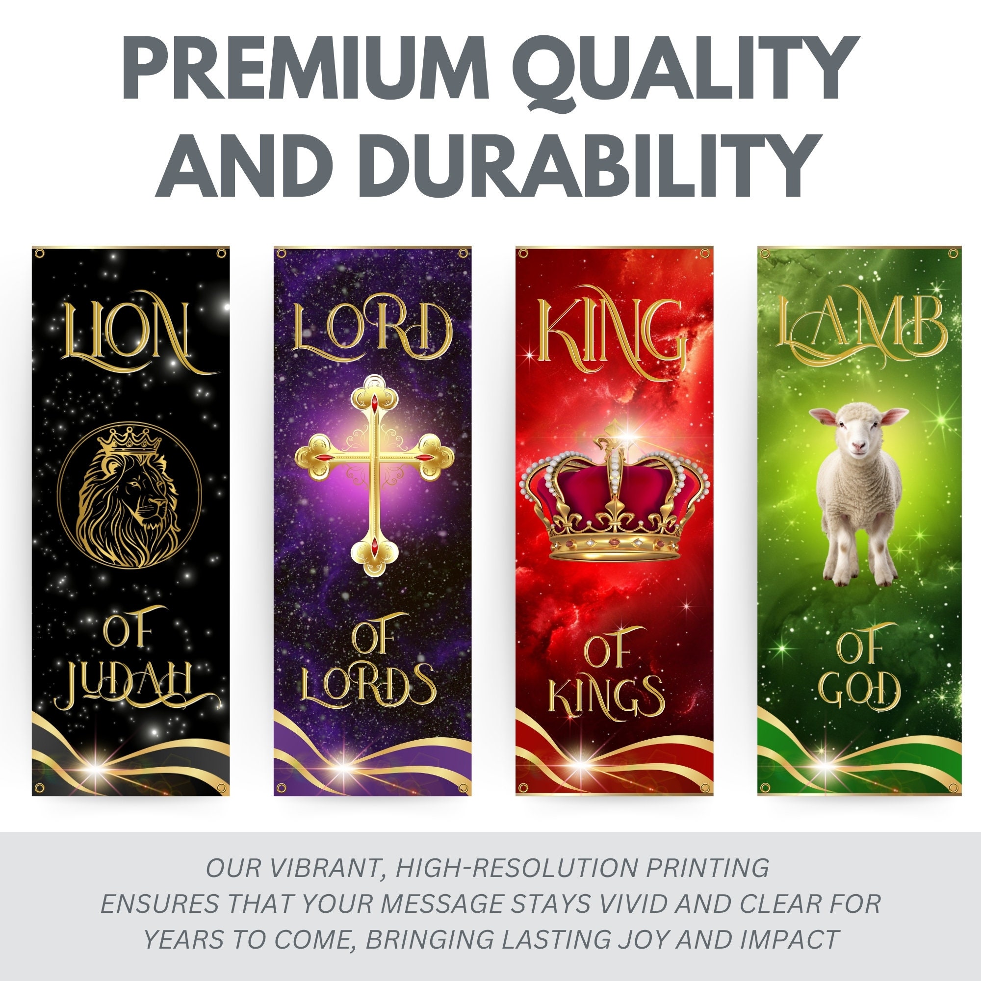 Set of 4 Church Banners, Sanctuary Banners, Mission Worship, Church ...