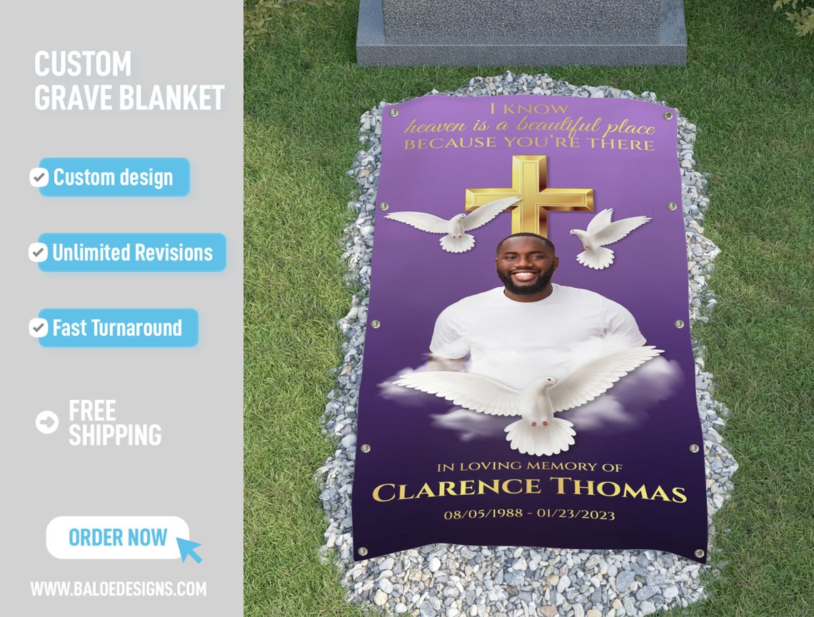 Custom Grave Blanket, Custom Memorial Grave Blanket, in Loving Memory ...