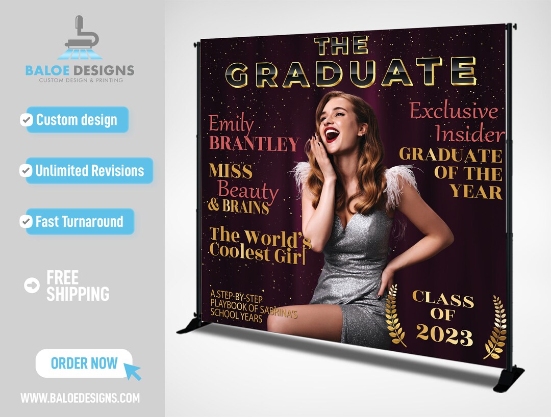 Custom Photo Graduation Backdrop, Graduation Magazine Banner ...