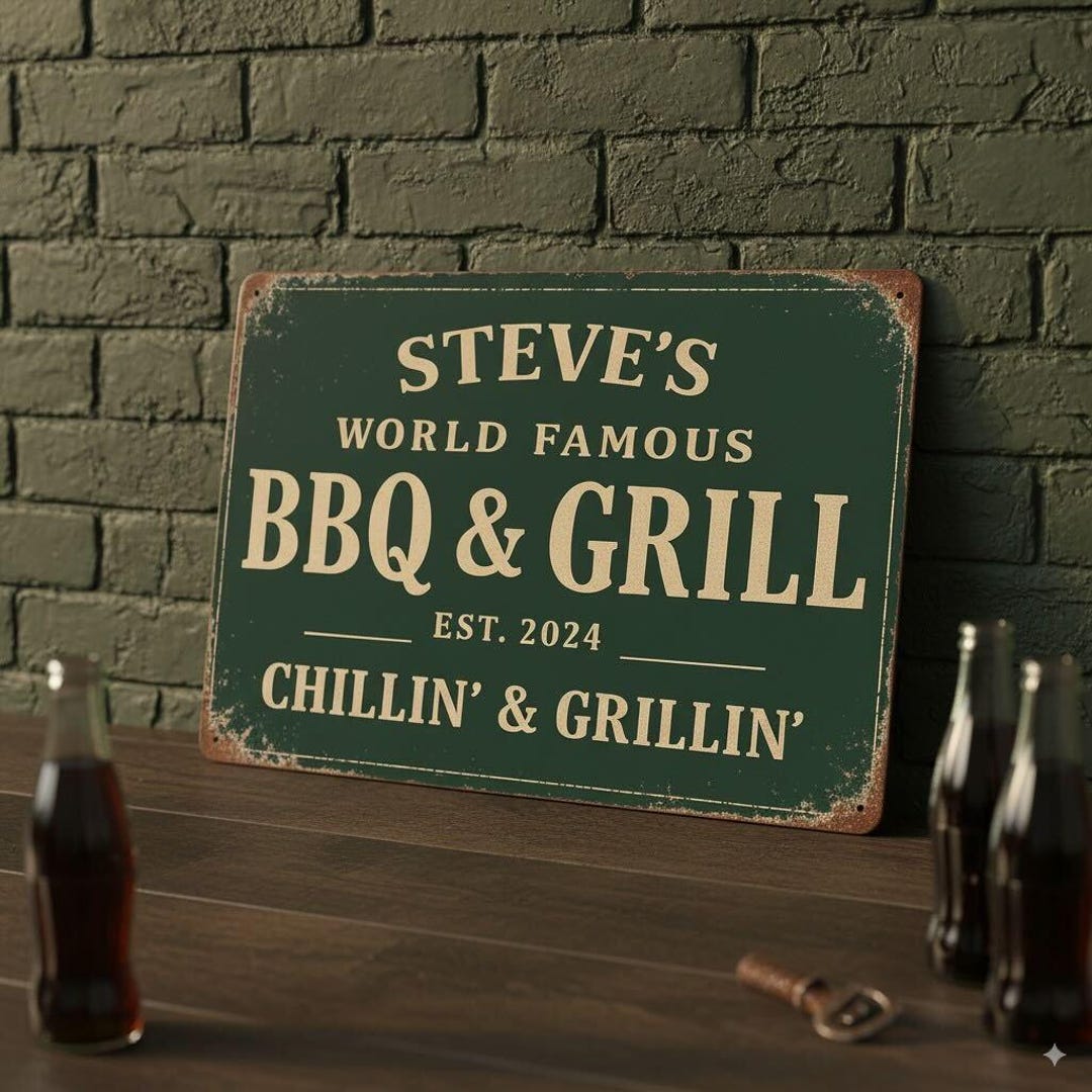 Personalized Metal Barbecue Wall Sign, Custom Grill Sign, Barbecue Sign ...