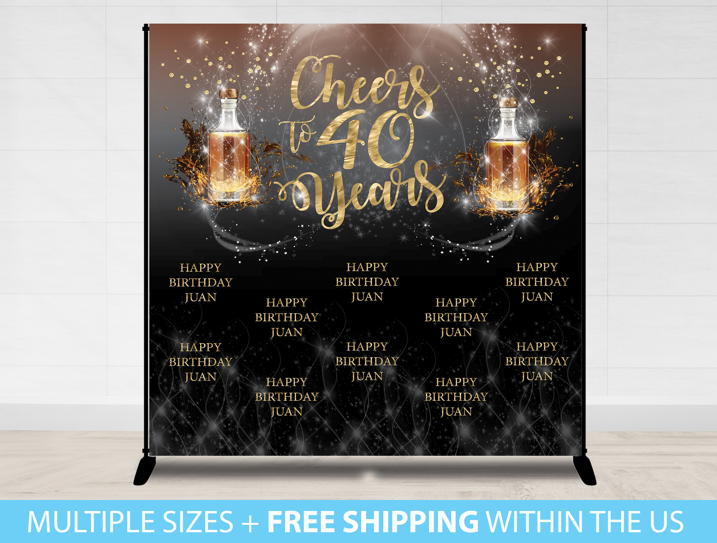 40th Birthday Step and Repeat birthday Backdrop for a man | Etsy