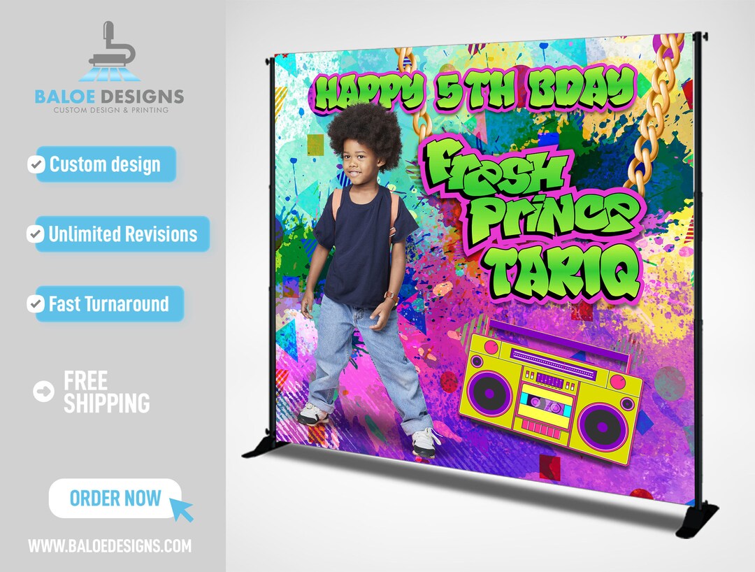 Custom Photo Birthday Backdrop, Party Decor, Retro 80s 90s Background ...