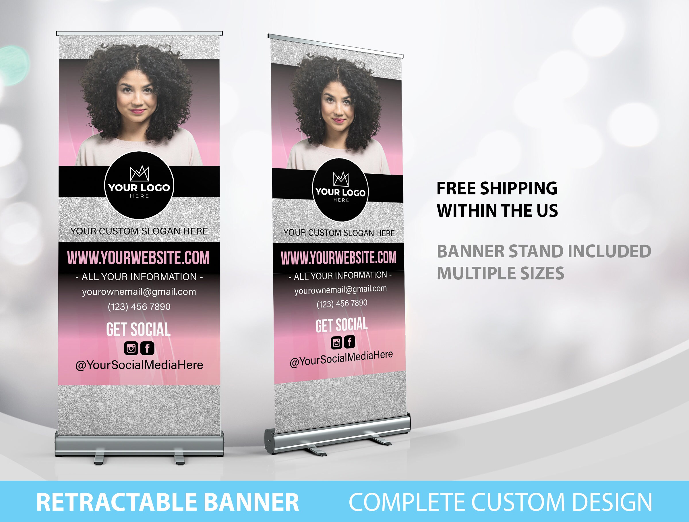 Retractable Banner Custom Business Logo Banner Stand Pop up | Etsy