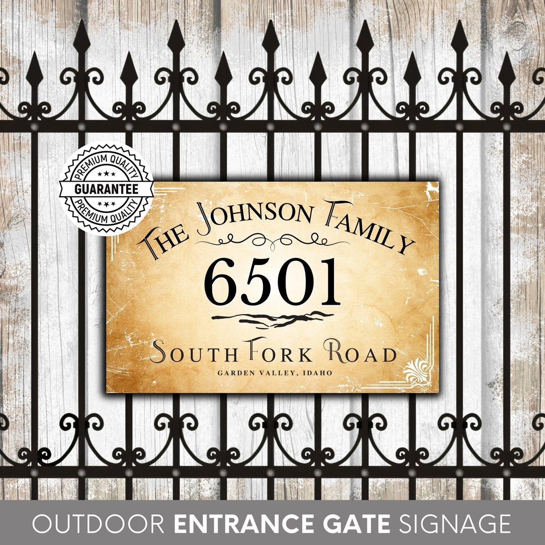 Custom Outdoor Entrance Sign, Gate Entrance Address Sign, House Plaque ...