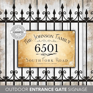 Custom Outdoor Entrance Sign, Gate Entrance Address Sign, House Plaque ...