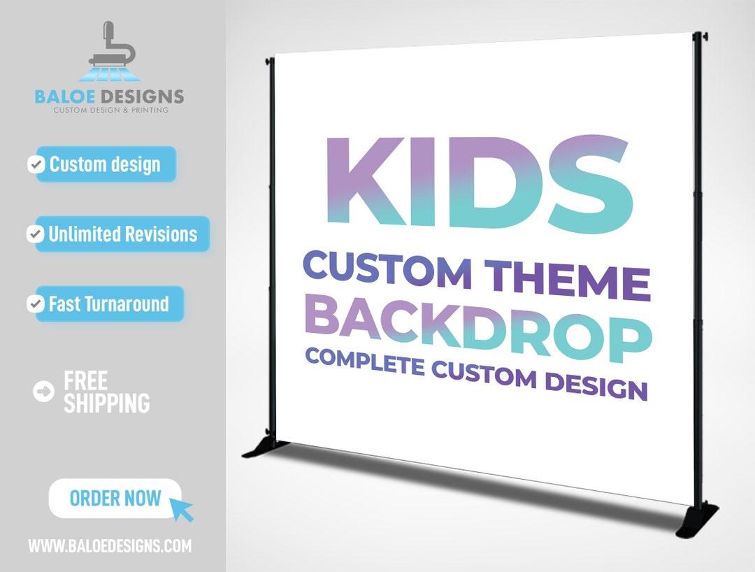 Custom Themed Kids Backdrop, Kids Backdrop Theme Banner, Children ...