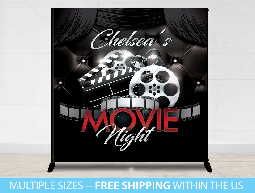 Movie Night, Movie Backdrop, Hollywood Movie Night Birthday Backdrop ...