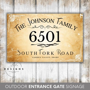 Custom Outdoor Entrance Sign, Gate Entrance Address Sign, House Plaque ...