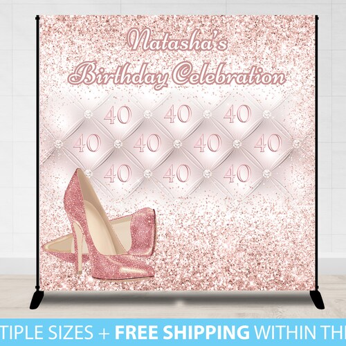 40th Glitter High Heels Shoes Birthday Pink Step and Repeat - Etsy