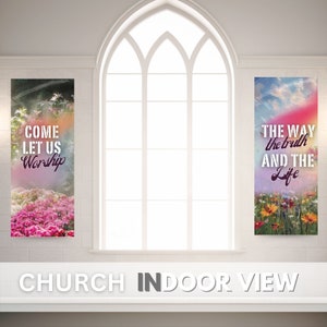 Scripture Sanctuary Banners, Set of 4 Church Banners, Church Banner Set ...