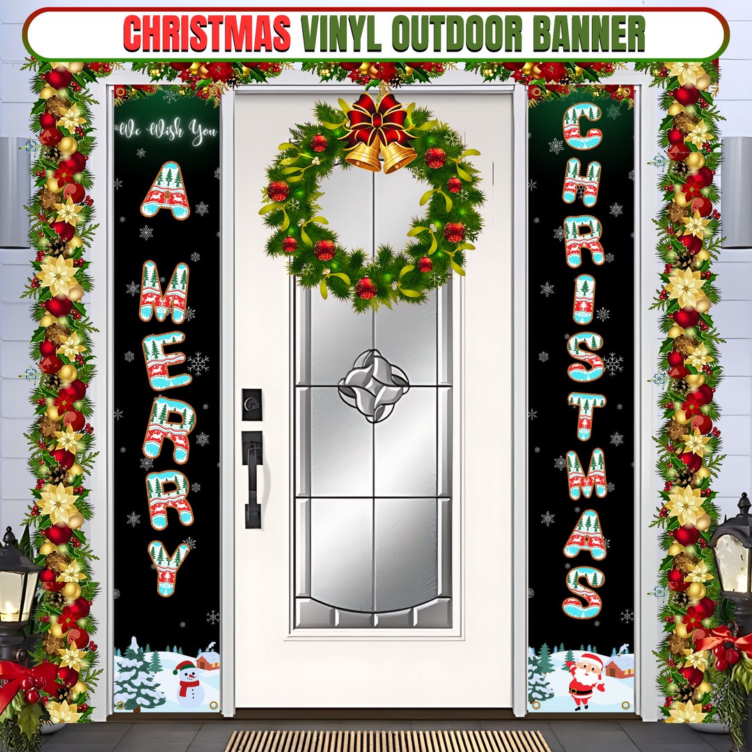Christmas Door Banners Set of 2 Vinyl Outside Door Banners - Etsy