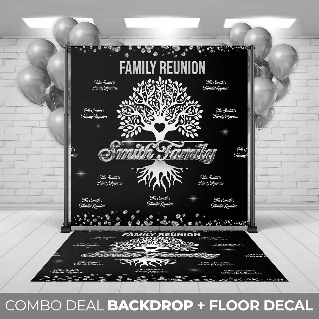 Backdrop + Floor Decal, Family Reunion, Custom Family Tree Backdrop ...