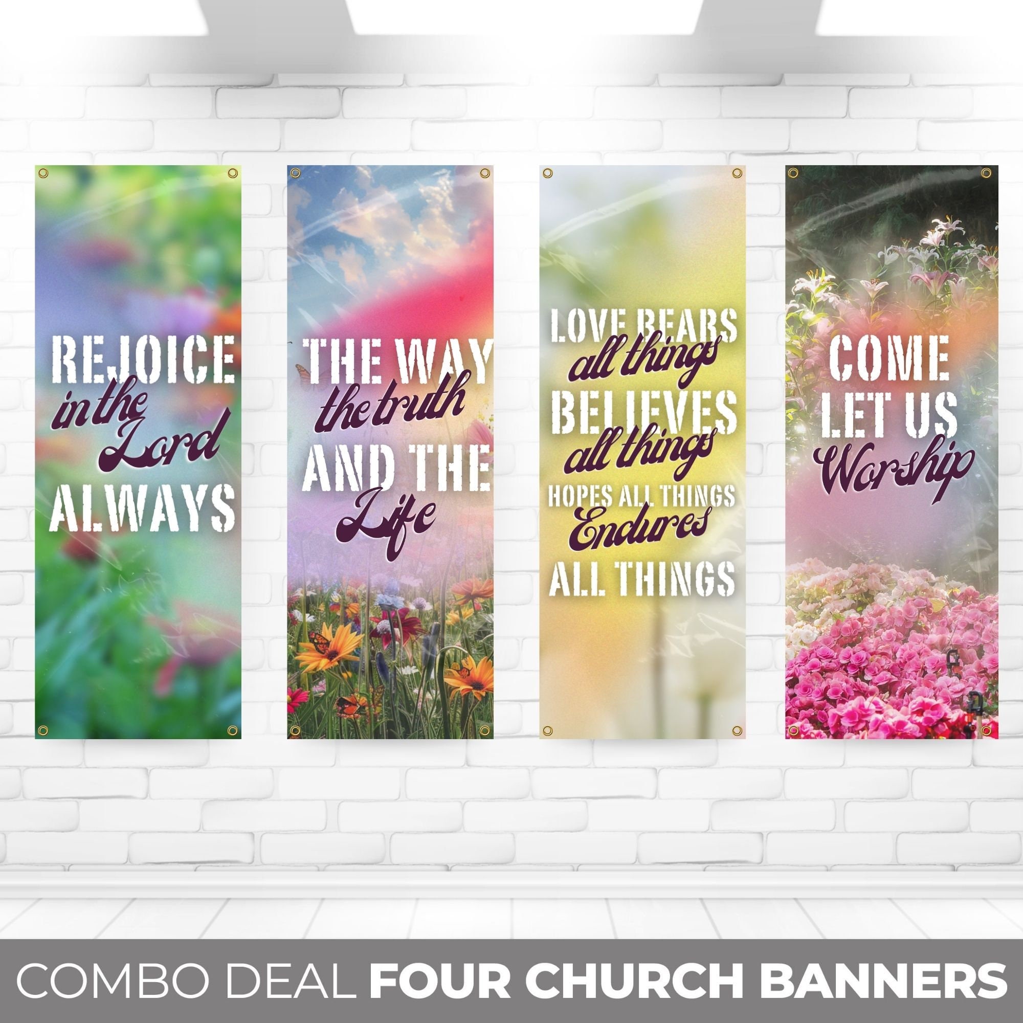 Scripture Sanctuary Banners, Set of 4 Church Banners, Church Banner Set ...