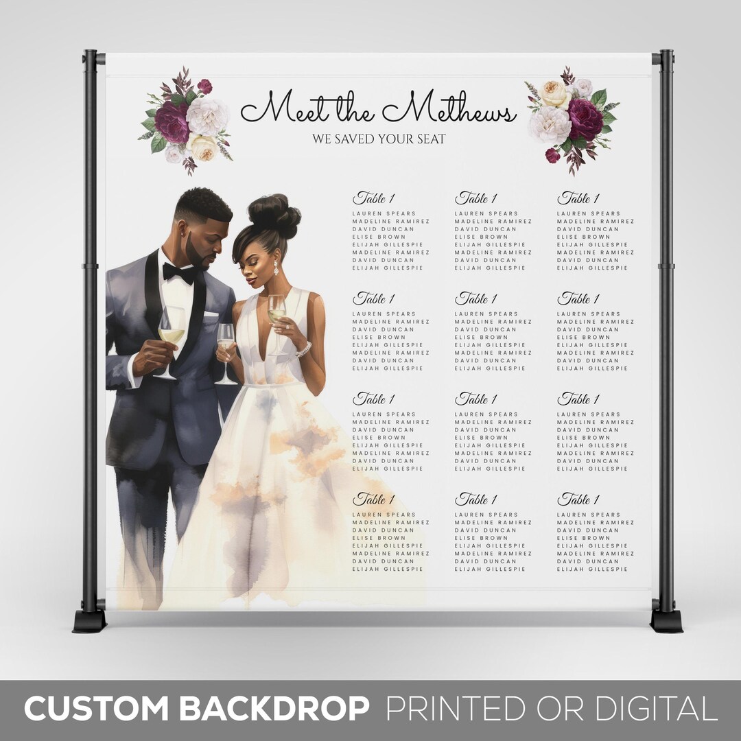 Wedding Seating Chart Backdrop, Custom Wedding Banner, Seating Chart ...