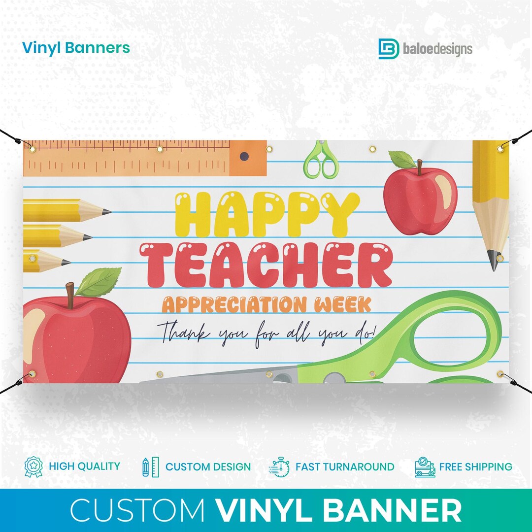 Teacher Appreciation Week Vinyl Banner, Thank You Teachers Decor ...