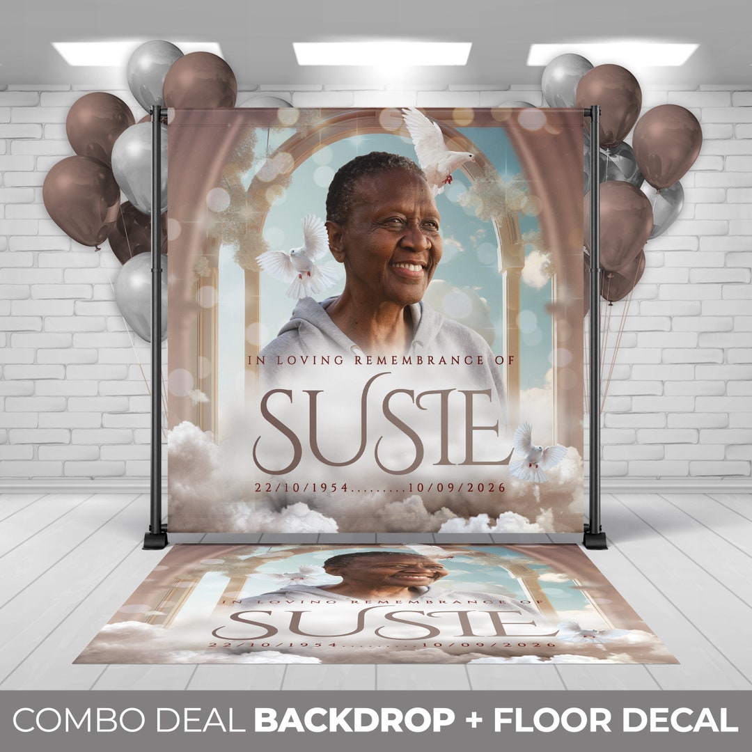 Backdrop Floor Decal, Memorial in Loving Memory Banner, Repass Backdrop ...