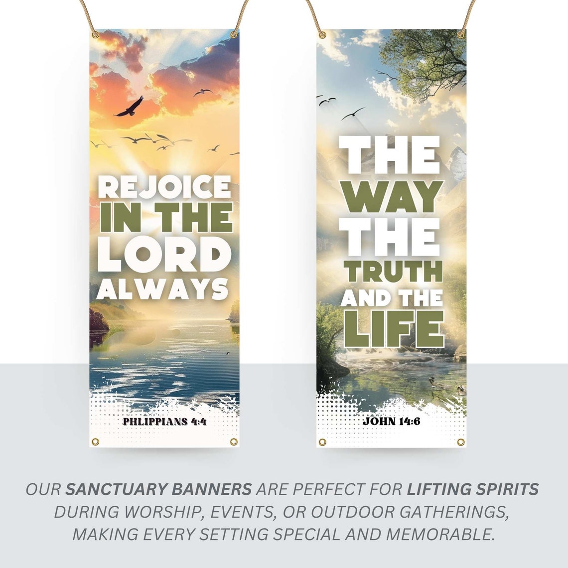 Scripture Sanctuary Banners, Set of 4 Church Banners, Church Banner Set ...