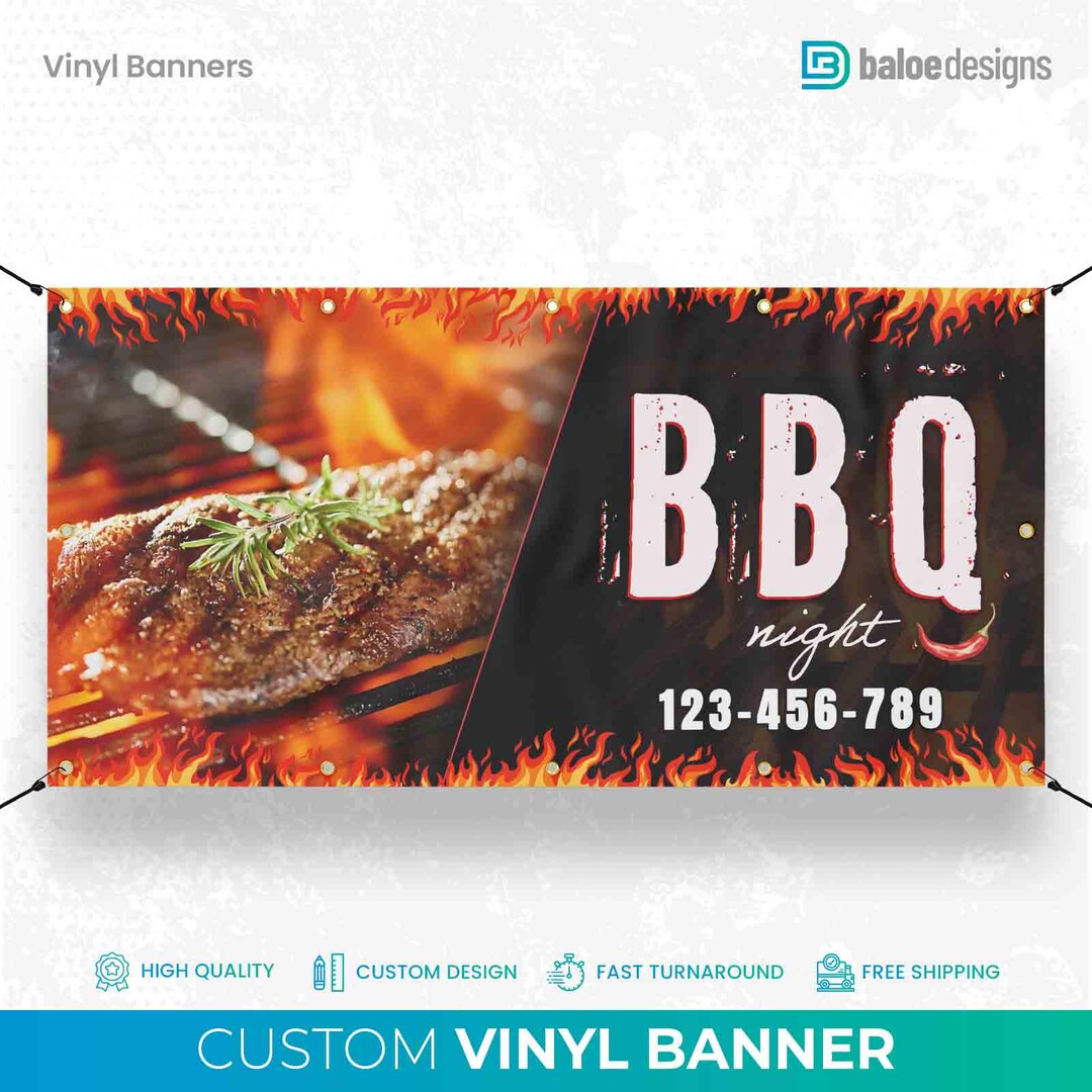BBQ Custom Banner, BBQ Advertising Outdoor Sign, Welcome Restaurant BBQ ...