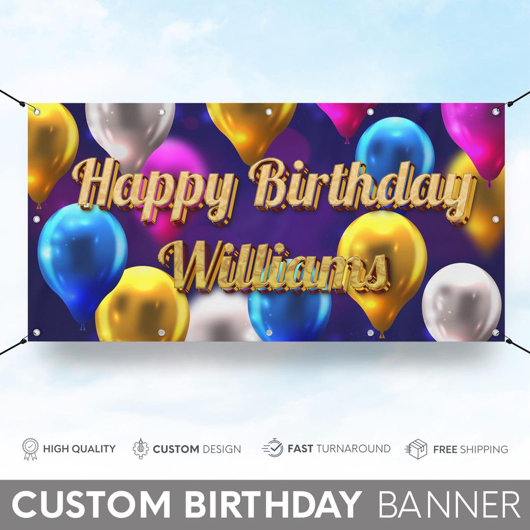 Custom Birthday Banner, Birthday Decor Backdrop Decorations Vinyl ...