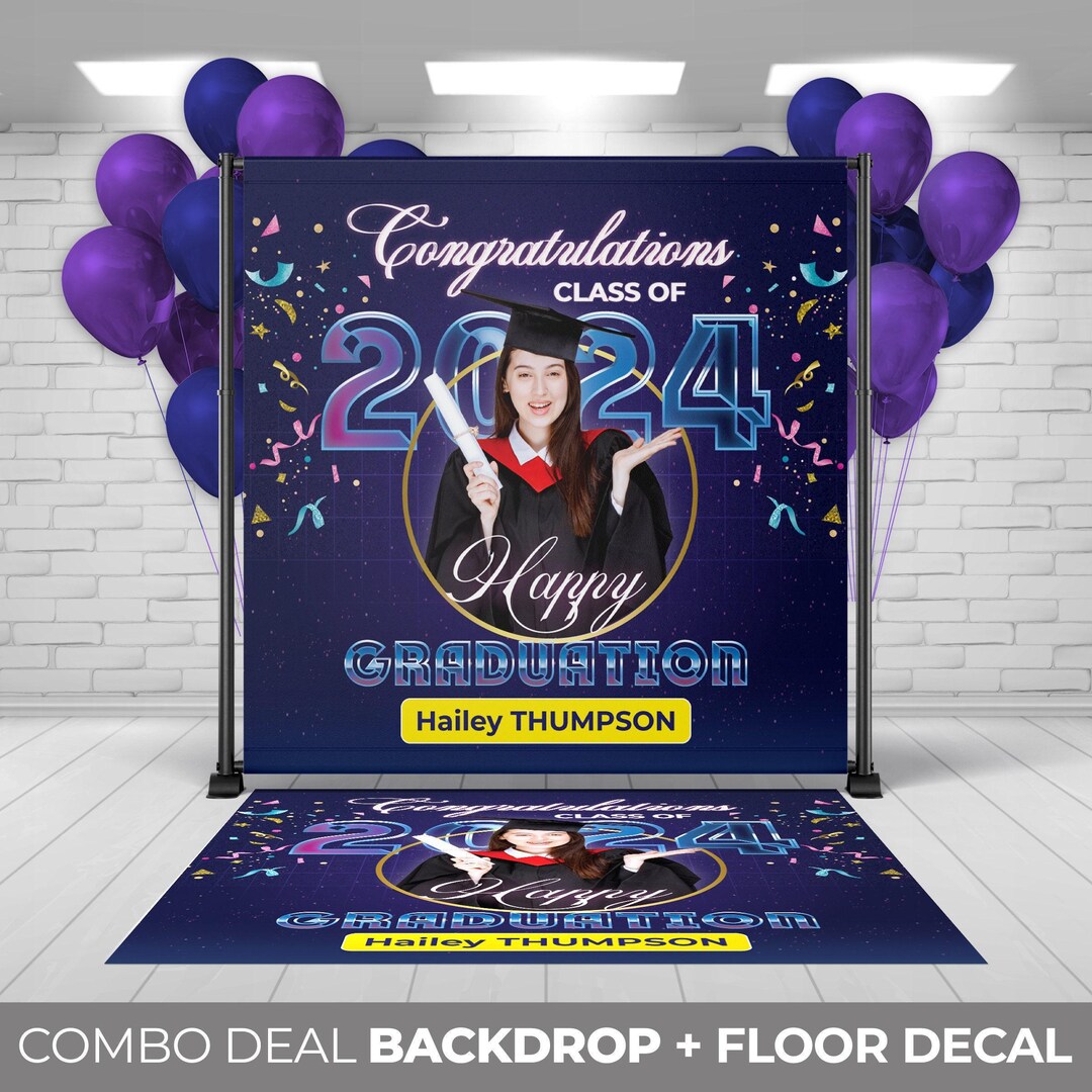 Backdrop + Floor Decal, Custom Graduation Banner Floor Decal Party ...