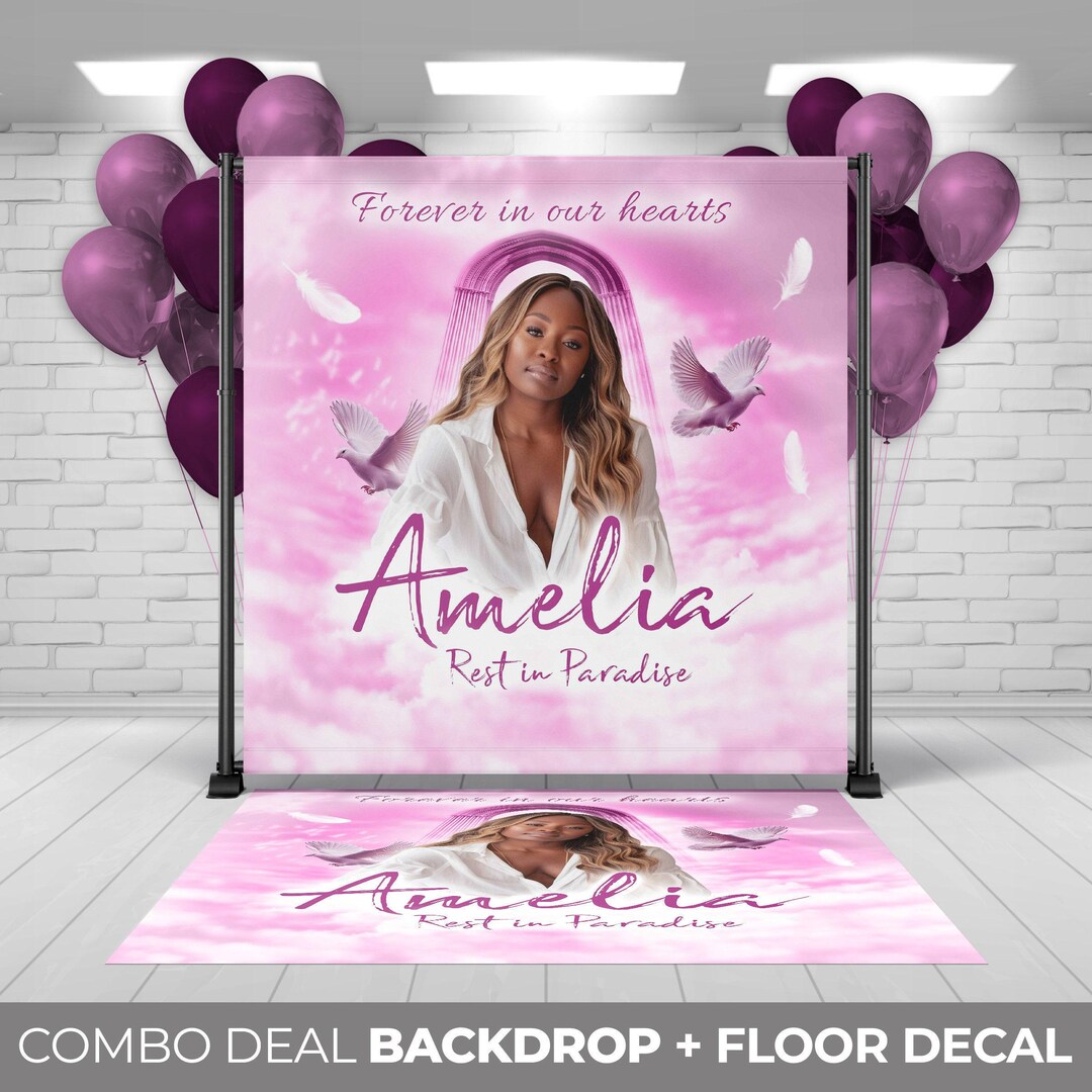 Backdrop + Floor Decal, Memorial in Loving Memory Banner, Repass ...