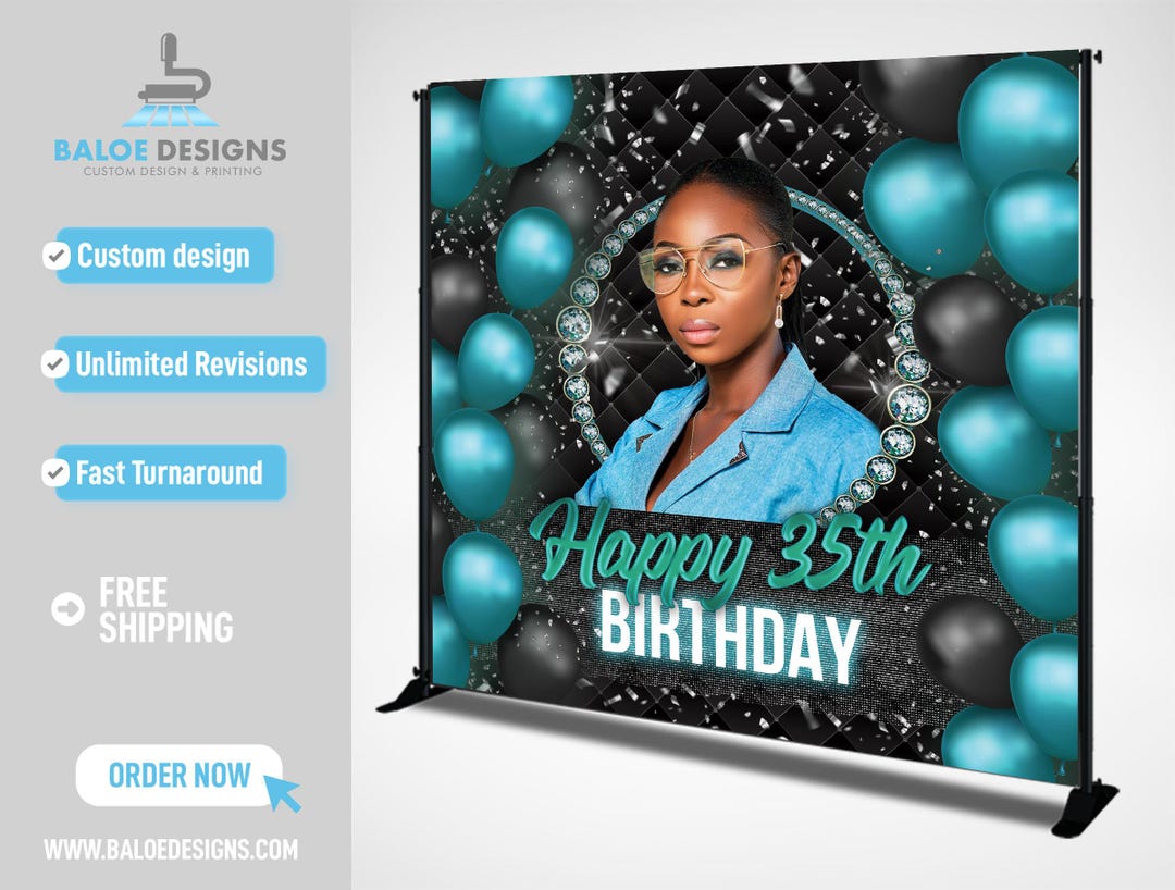 Custom Photo Birthday Backdrop, Birthday Party Decor, Backdrop Banner ...