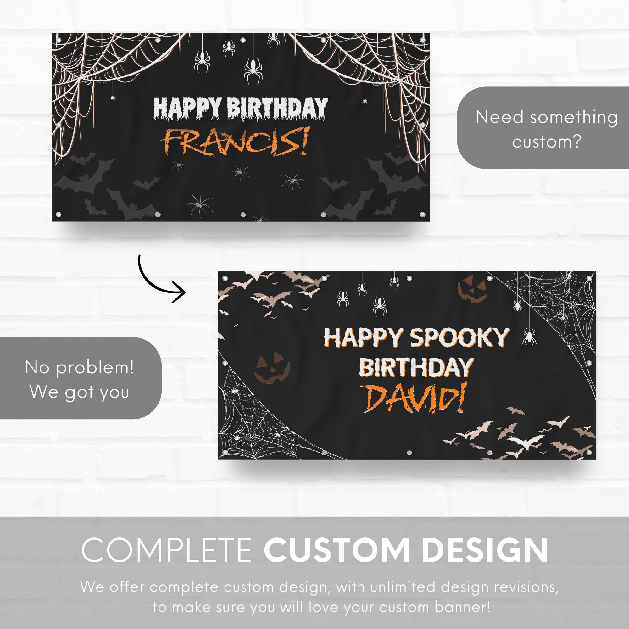 Custom Halloween Birthday Banner, Birthday Spooky Halloween, Spooky ...