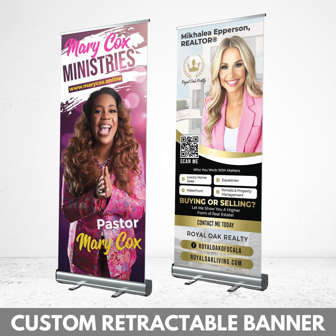 Retractable Banner, Custom Roll up Banner Stand, Personalized Pop up ...