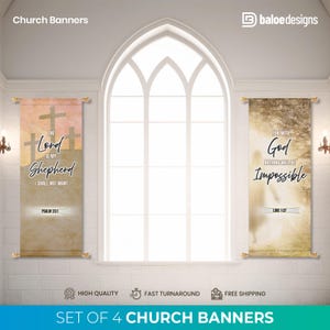Set of 4 Church Banners, Church Banner Set, Sanctuary Banners, Mission ...