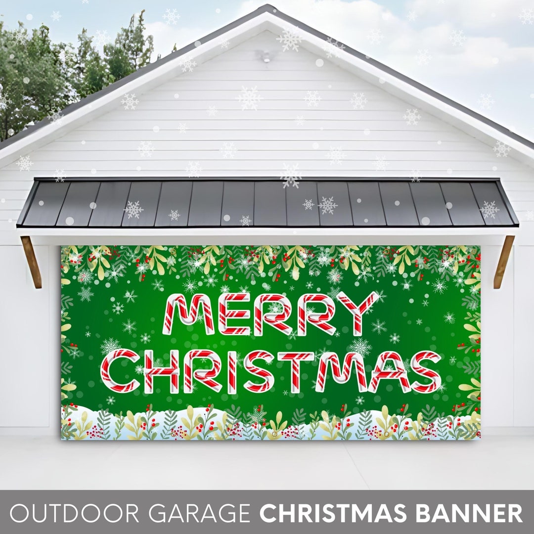 Christmas Garage Banner, Outdoor Banner, Christmas Yard Decor, Custom ...